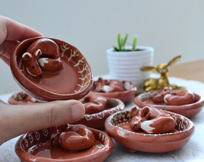 Handmade Ceramic Sleeping Fox Bowl Hand Painted Fox Dish - Etsy UK