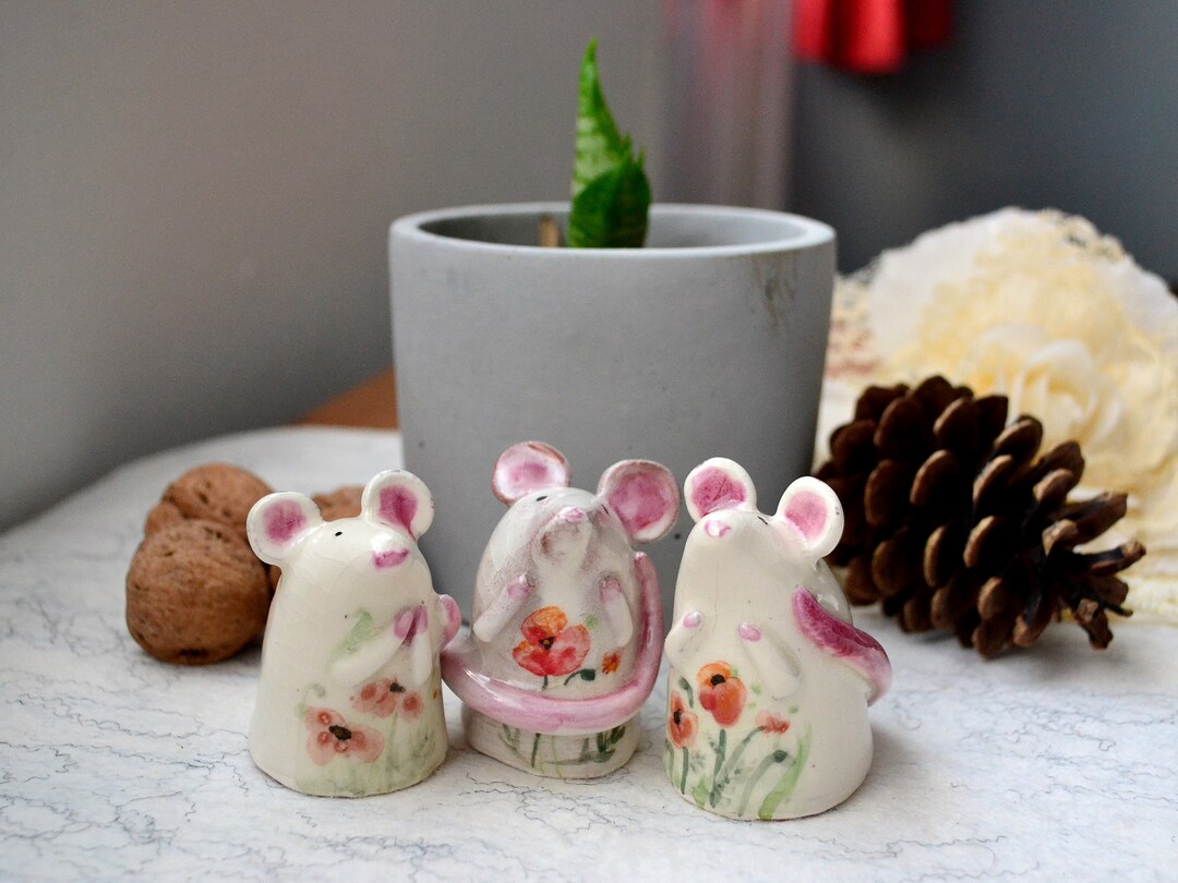 Mini Mouse Forget Me Not Gift Poppy Mice Ornament Poppy Flower - Etsy UK