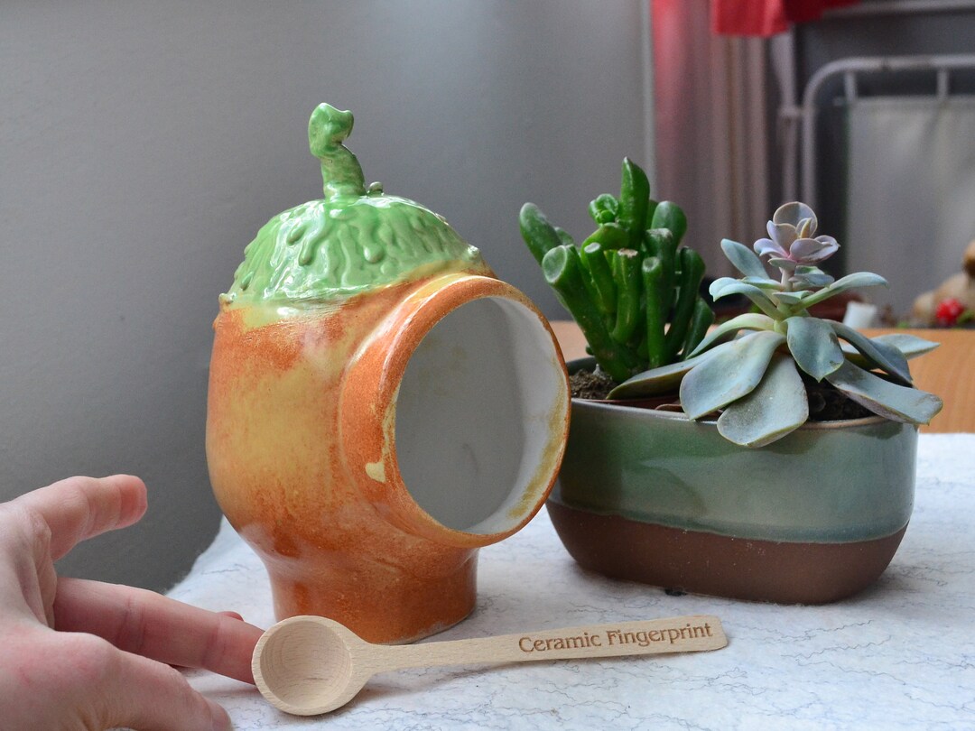 Salt Pig Acorn Salt Pig Ceramic Retro Kitchen Acorn Dish Salt Pig Decor ...