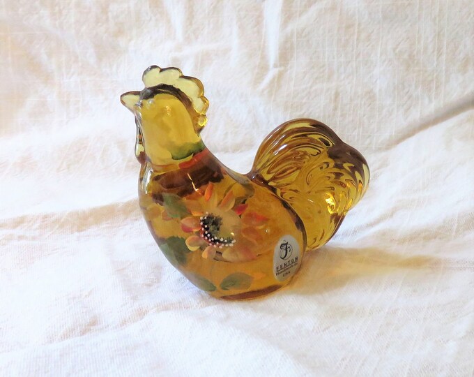 Fenton Lenox Handpainted Rooster, Amber Rooster, Authentic Fenton ...