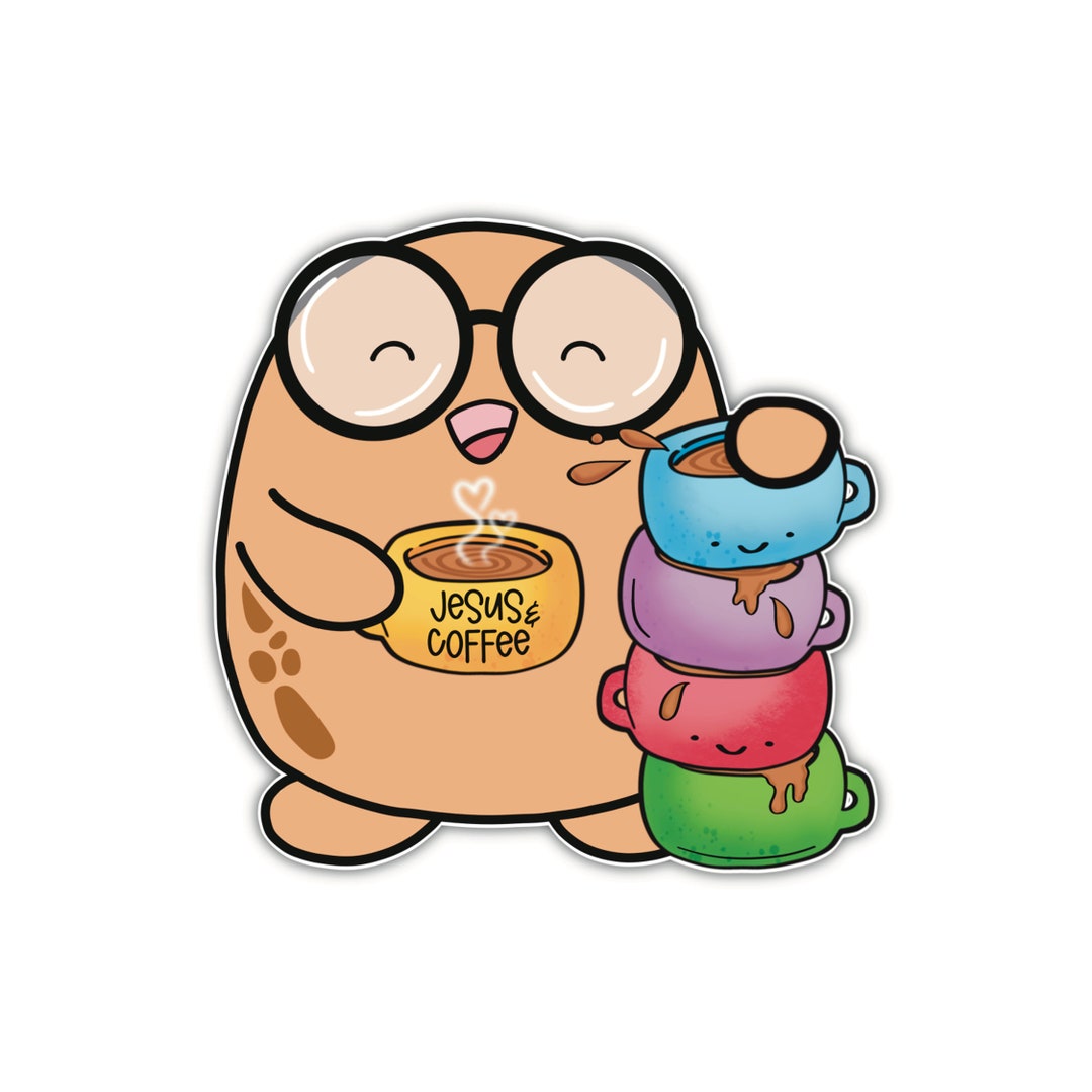 Penelope the Potato Jesus & Coffee, Sticker, Christian Sticker, Faith ...
