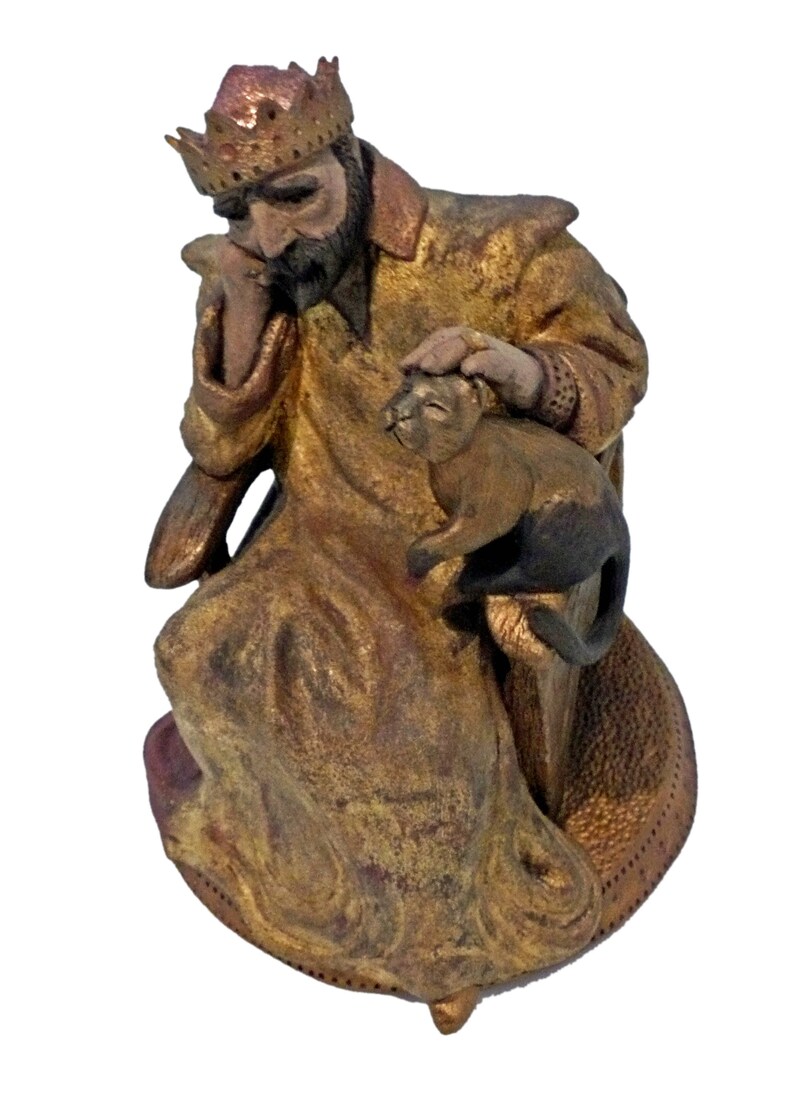 KING MIDAS That Midas Touch OOAK Ceramic Sculpture, Gold Leaf, Greek ...