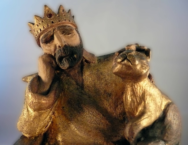 KING MIDAS That Midas Touch OOAK Ceramic Sculpture, Gold Leaf, Greek ...