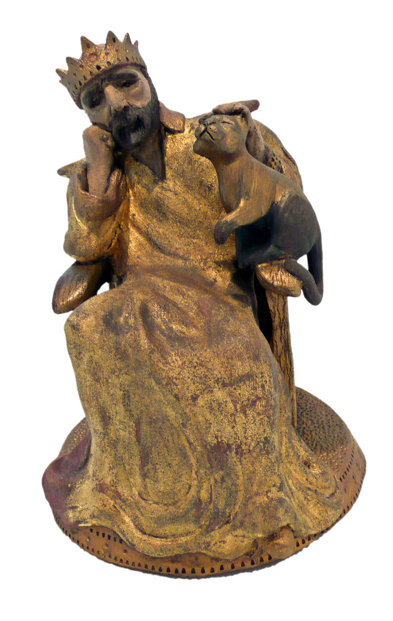 KING MIDAS That Midas Touch OOAK Ceramic Sculpture, Gold Leaf, Greek ...