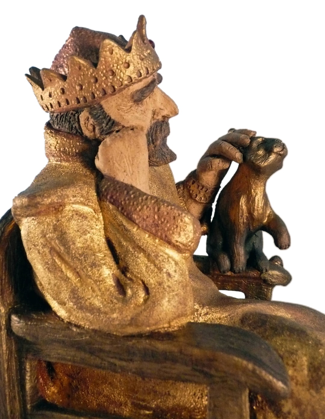 KING MIDAS That Midas Touch OOAK Ceramic Sculpture, Gold Leaf, Greek ...