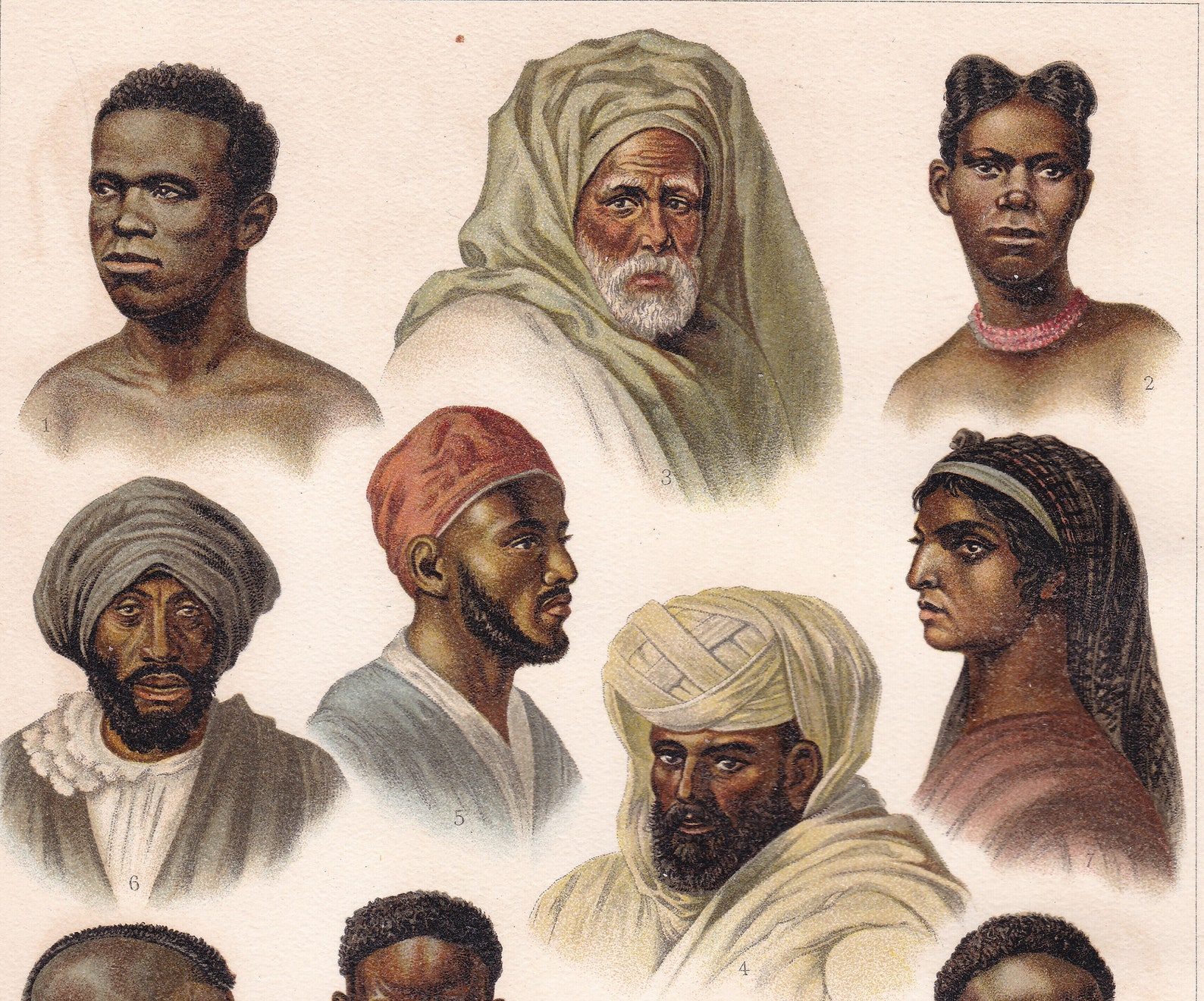 1890 AFRICA PEOPLE 15 Different Types Lithograph Print More Than 120 ...