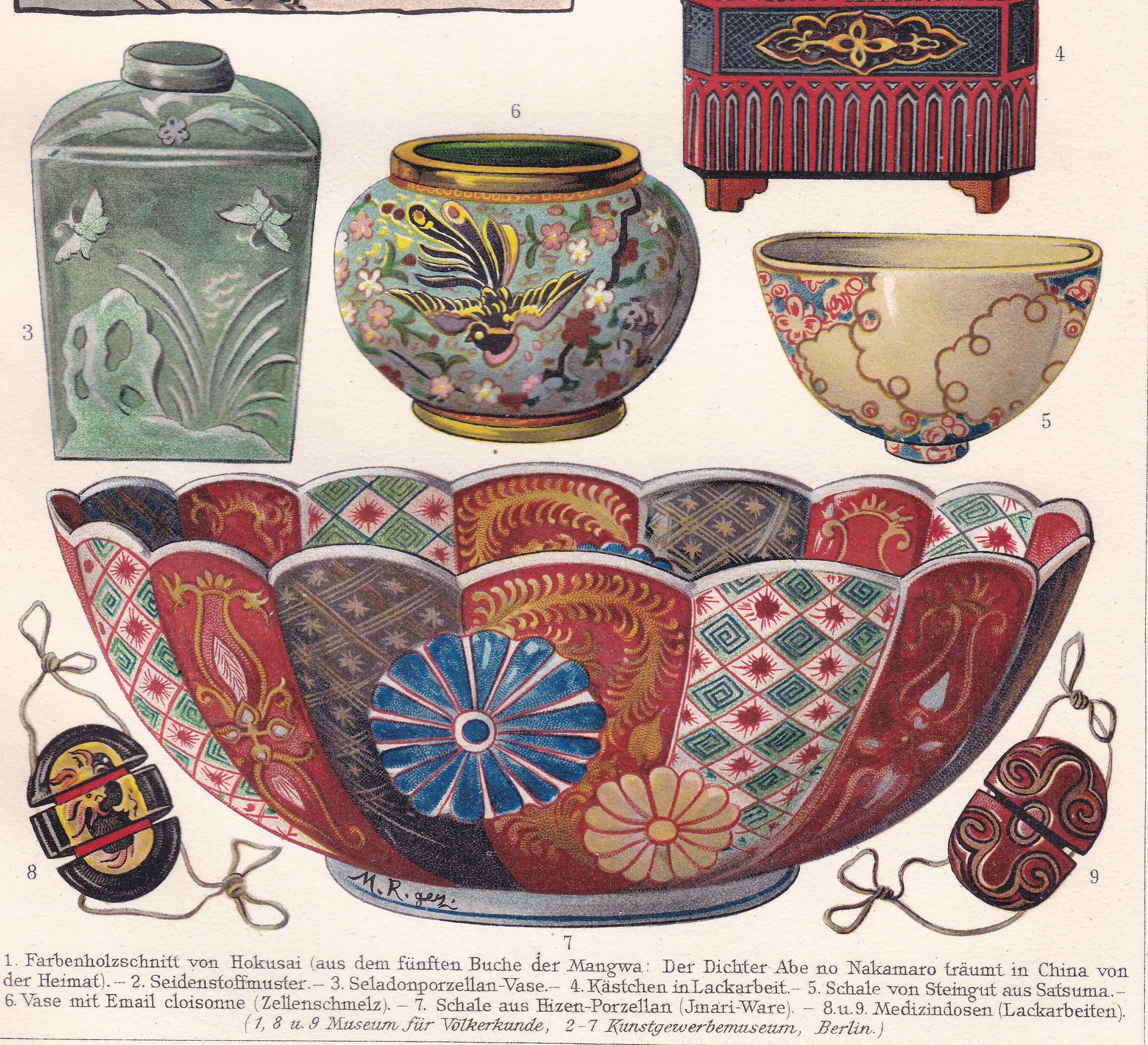 1894 JAPAN ART and CULTURE Antique Lithograph, Artifacts and Tools of ...