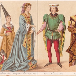 1895 HISTORY of COSTUMES 1500 - 1600 Years 1800's Lithograph Print More ...