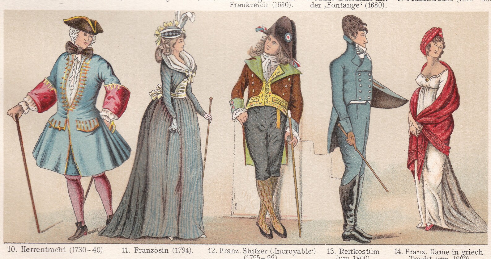 1895 HISTORY of COSTUMES 1624 - 1800 Years 1800's Lithograph Print More ...