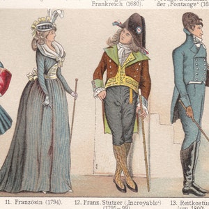1895 HISTORY of COSTUMES 1624 - 1800 Years 1800's Lithograph Print More ...