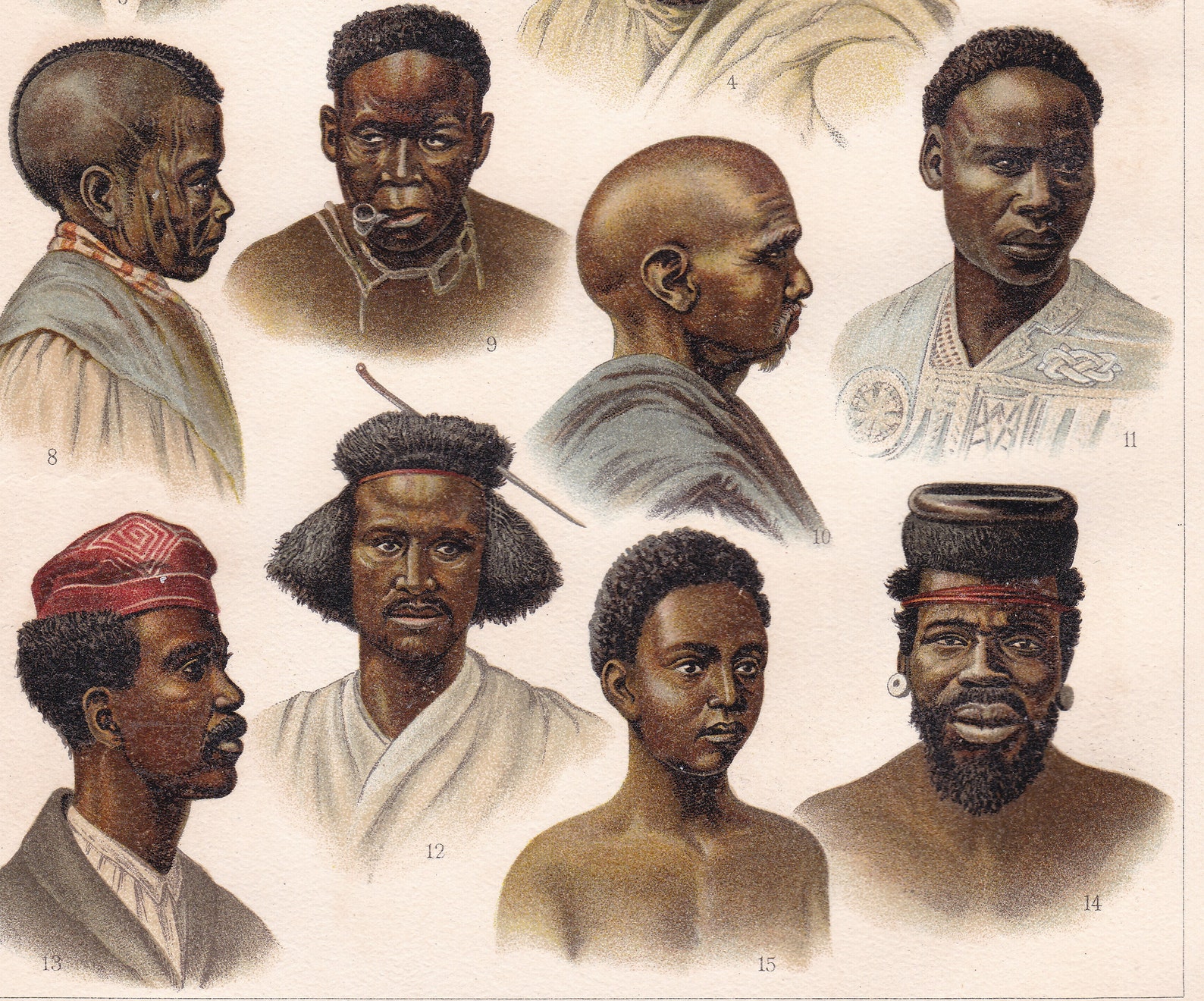 1890 AFRICA PEOPLE 15 Different Types Lithograph Print More Than 120 ...