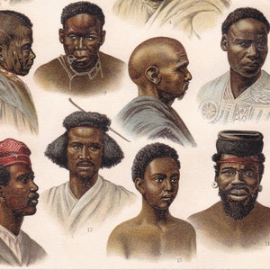 1890 AFRICA PEOPLE 15 Different Types Lithograph Print More Than 120 ...