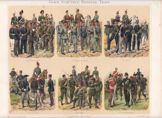 1895 History of MILITARY UNIFORMS RANGER Jaeger 1800's - Etsy
