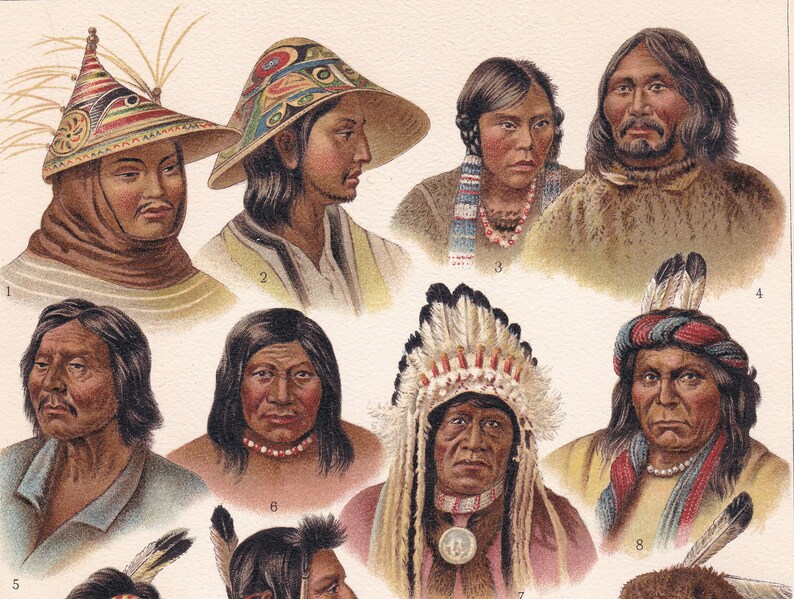 1890 AMERICA PEOPLE 15 Different Types Lithograph Print More Than 120 ...