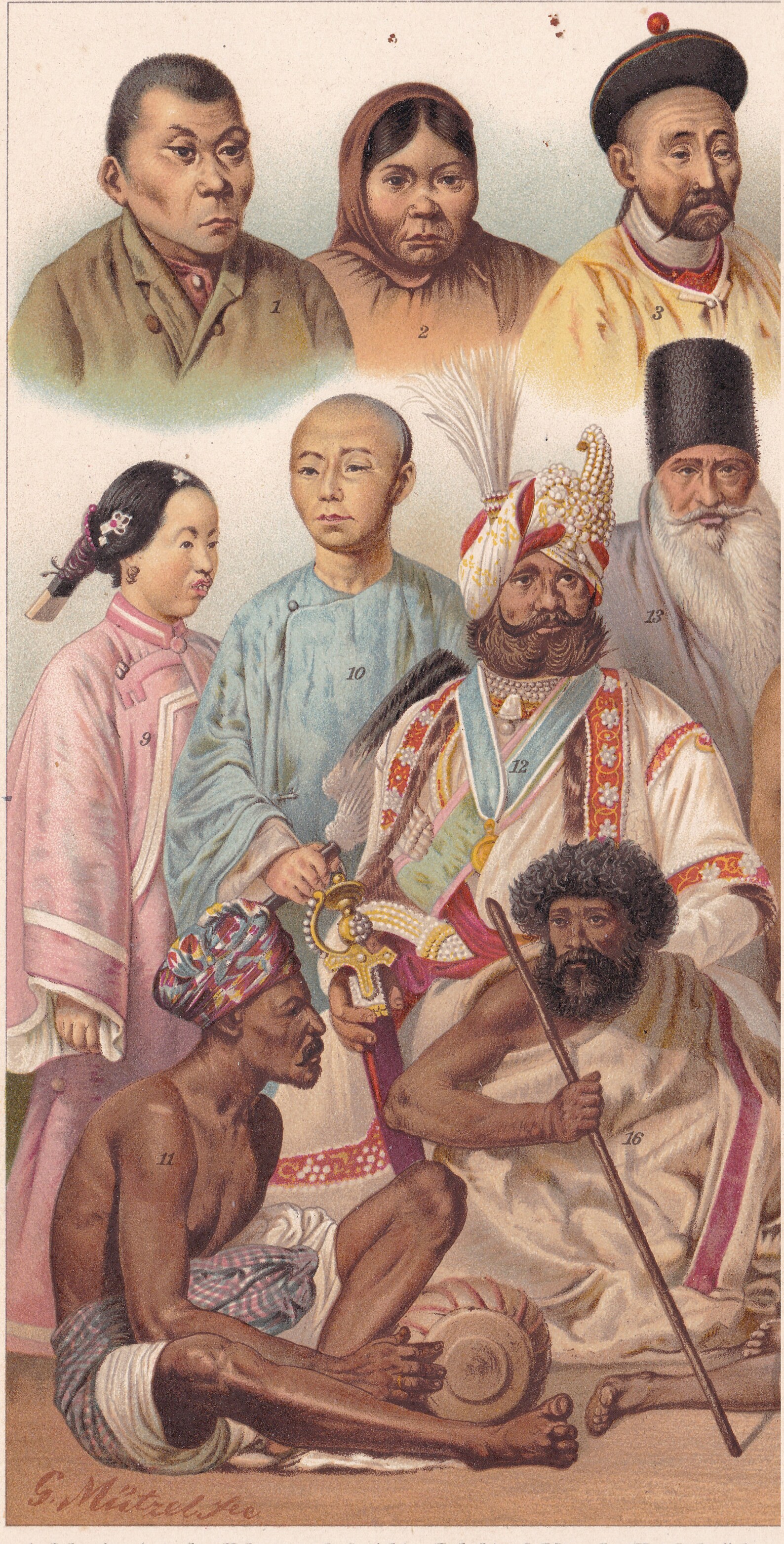 1890 ASIAN PEOPLE Mongols Persian Chinese Korean Japanese Turks ...