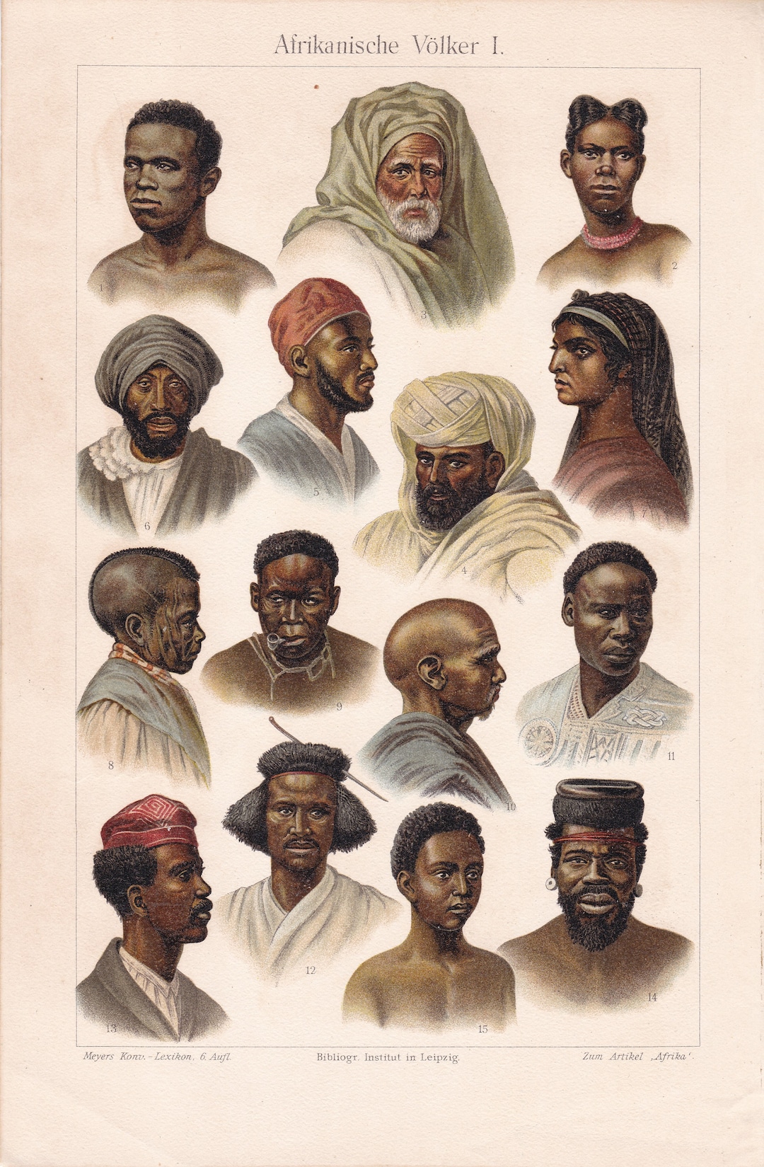 1890 AFRICA PEOPLE 15 Different Types Lithograph Print More Than 120 ...