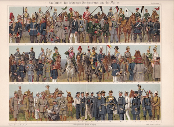 1895 History of MILITARY UNIFORMS of German Imperial ARMY | Etsy
