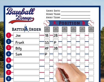 Digital Download Batting Lineup / Printable Batting Order / Instant ...