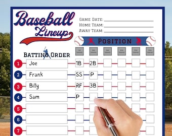Printable Baseball Lineup Card Baseball Position Board Baseball Coach ...