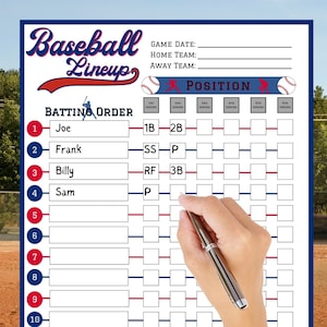 Printable Baseball Lineup Card Field Position Board Baseball Coach ...