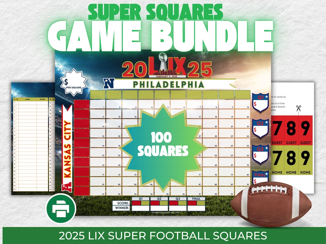 Super Squares Game Bundle Football Bowl Squares Tracker Football Pool ...
