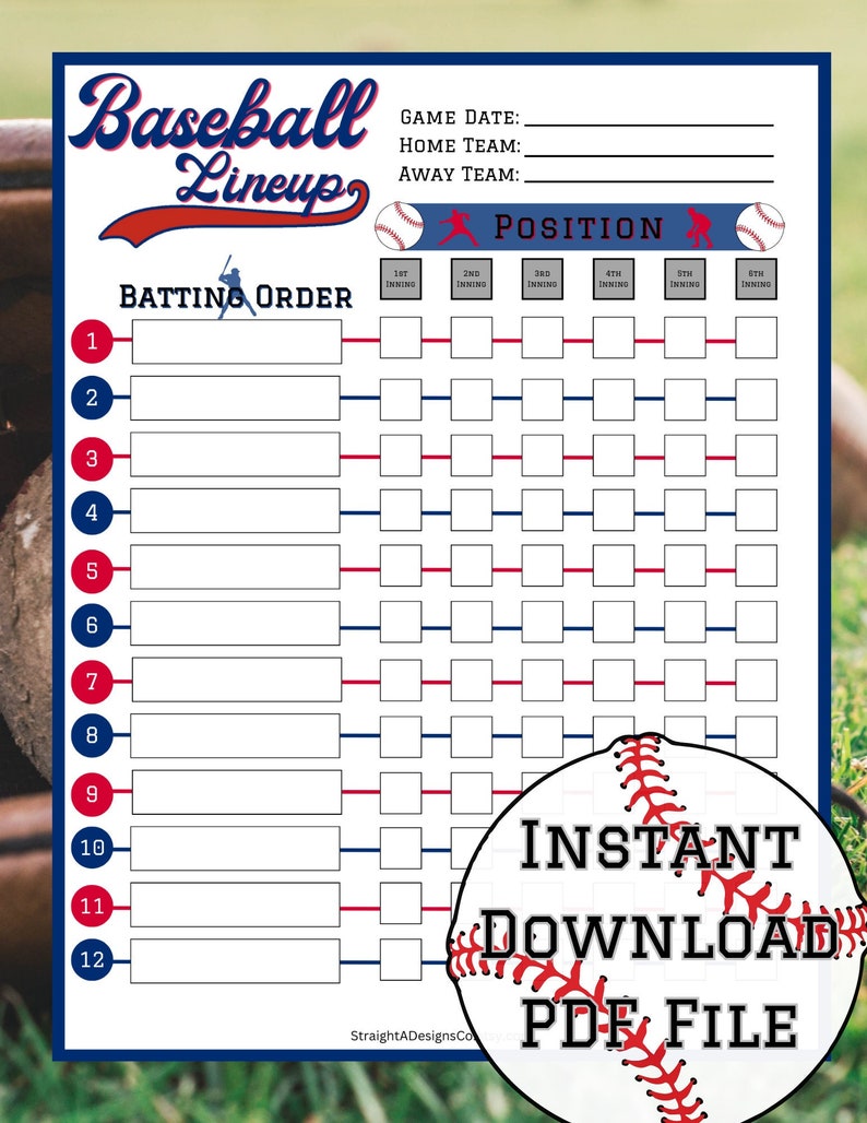 Printable Baseball Lineup Card Field Position Board Baseball Coach ...