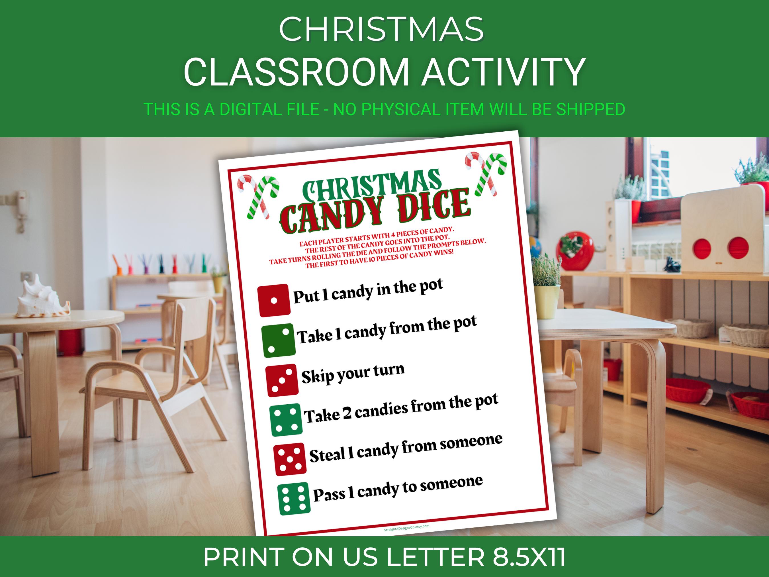 Christmas Candy Dice Game Printable Fun Christmas Games for Kids Teens ...