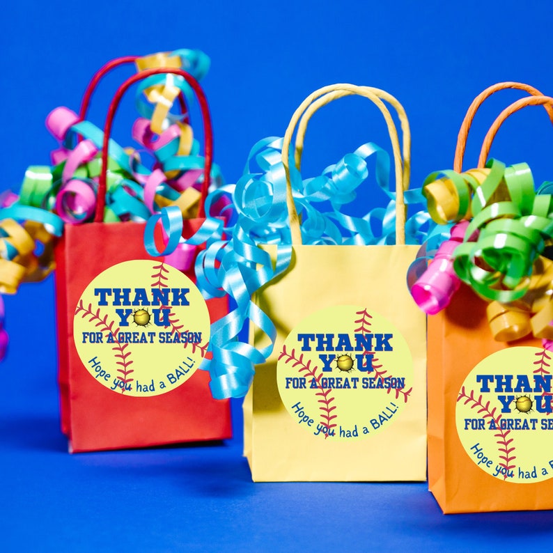 Printable Softball Thank You Sticker End of Season Gift Softball Party ...