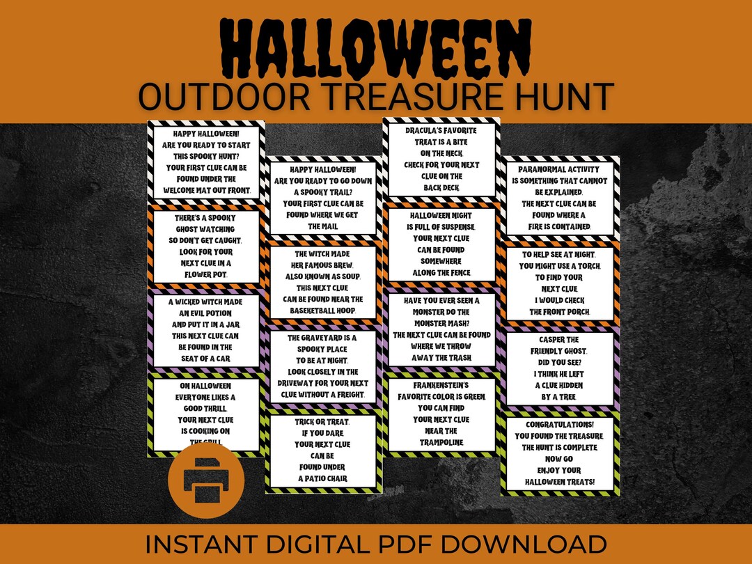 Halloween Treasure Hunt for Kids Fun Halloween Printable Game Teens ...