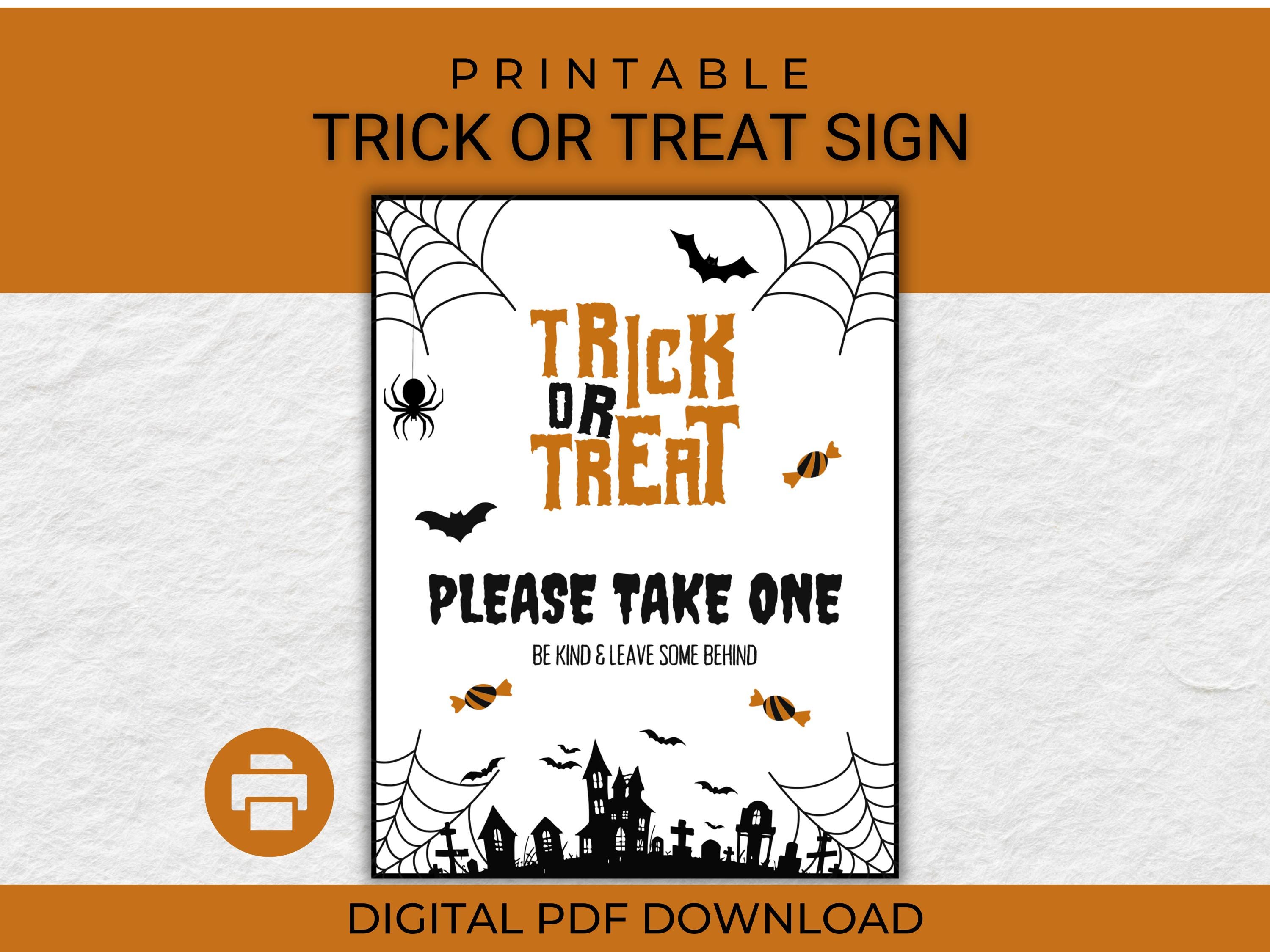 Printable Halloween Candy Bowl Sign PDF Digital Download Trick or Treat ...