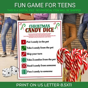 Christmas Candy Dice Game Printable Fun Christmas Games for Kids Teens ...