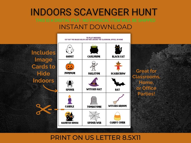 Halloween Scavenger Hunt Game Printable Fun Halloween Kid Game Teens ...