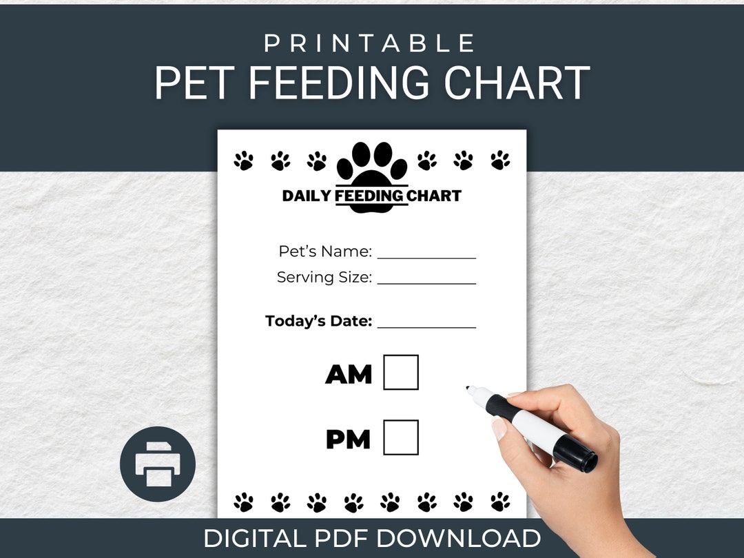 Printable Daily Pet Feeding Chart PDF Digital Download Prints on 8.5x11 ...