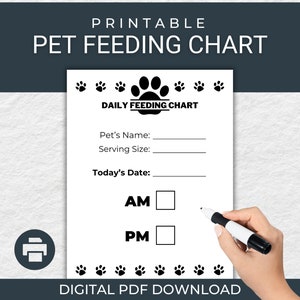 Printable Daily Pet Feeding Chart PDF Digital Download Prints on 8.5x11 ...