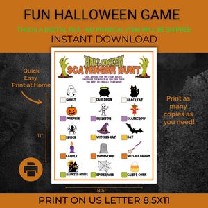 Halloween Scavenger Hunt Game Printable Fun Halloween Kid Game Teens ...
