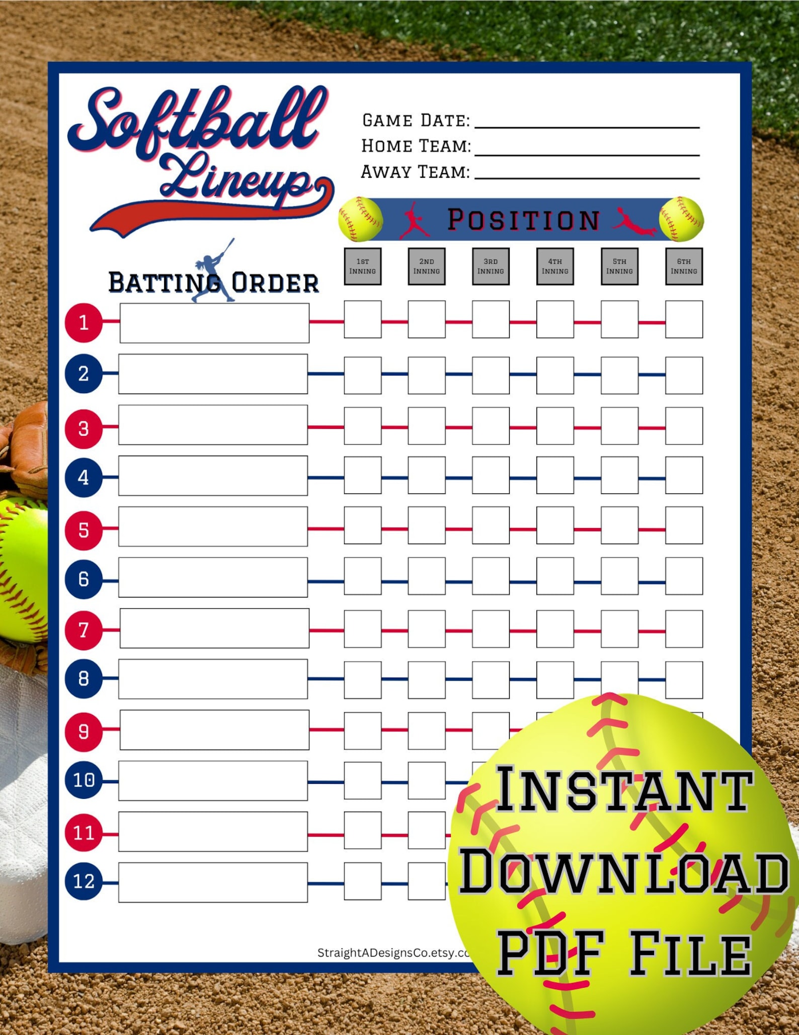 Softball Coach Lineup Card Printable Field Position Little League ...