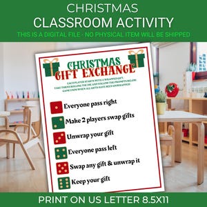 Christmas Gift Exchange Dice Game Printable Fun Christmas Games for ...