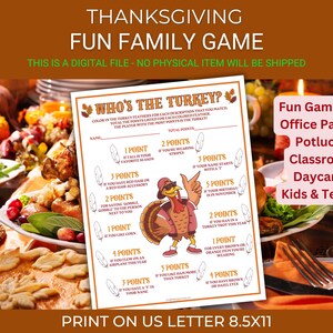 Thanksgiving Game Printable Who's the Turkey Fun Thanksgiving Party ...