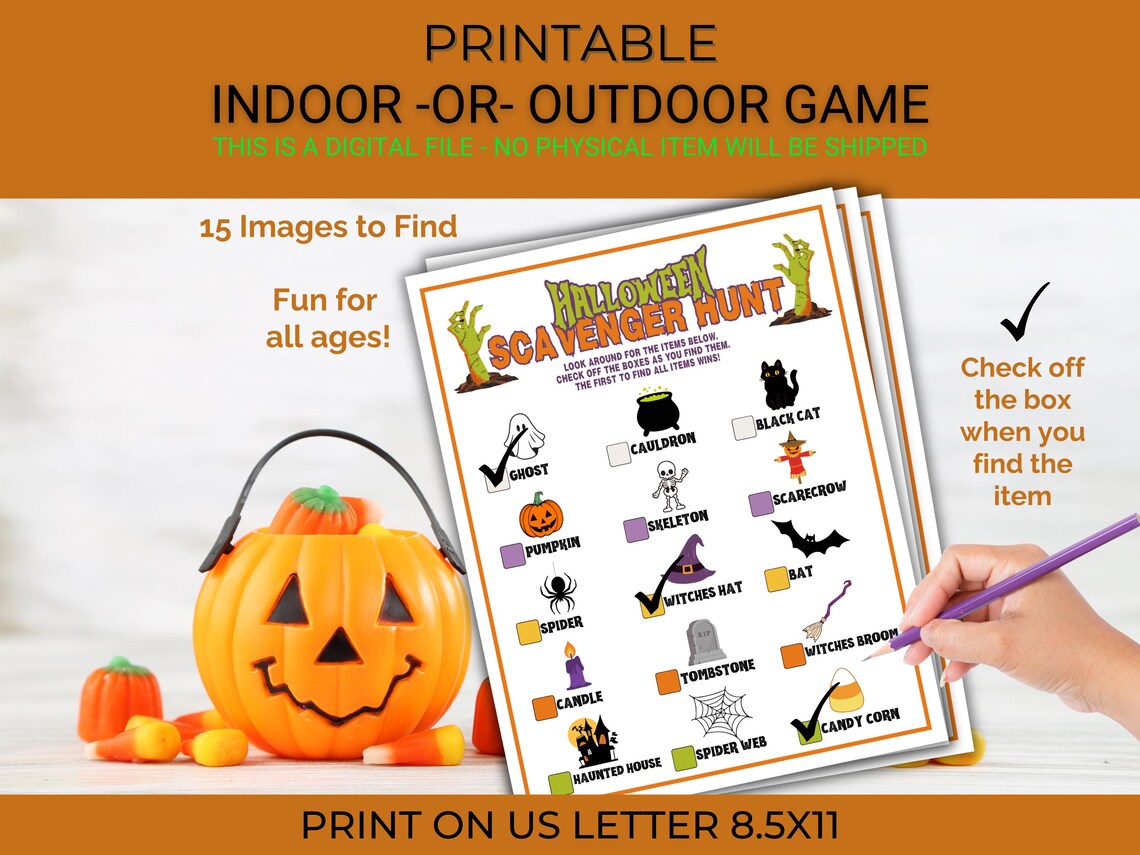 Halloween Scavenger Hunt Game Printable Fun Halloween Kid Game Teens ...