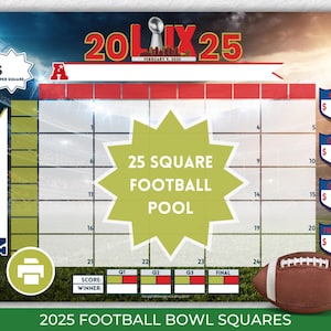 Super Bowl Game Squares Free Printable 2025 - Etsy