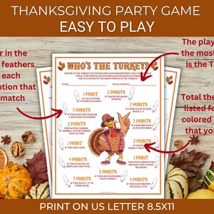 Thanksgiving Game Printable Who's the Turkey Fun Thanksgiving Party ...