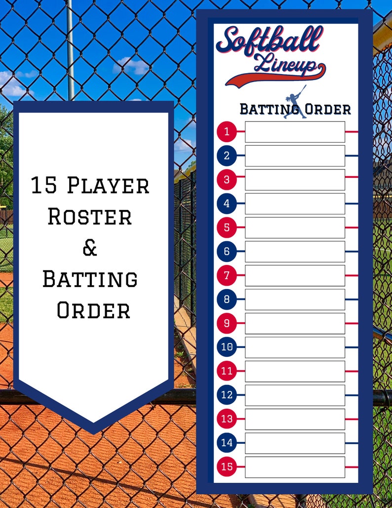 Printable Softball Lineup Card Softball Position Board Softball Coach ...