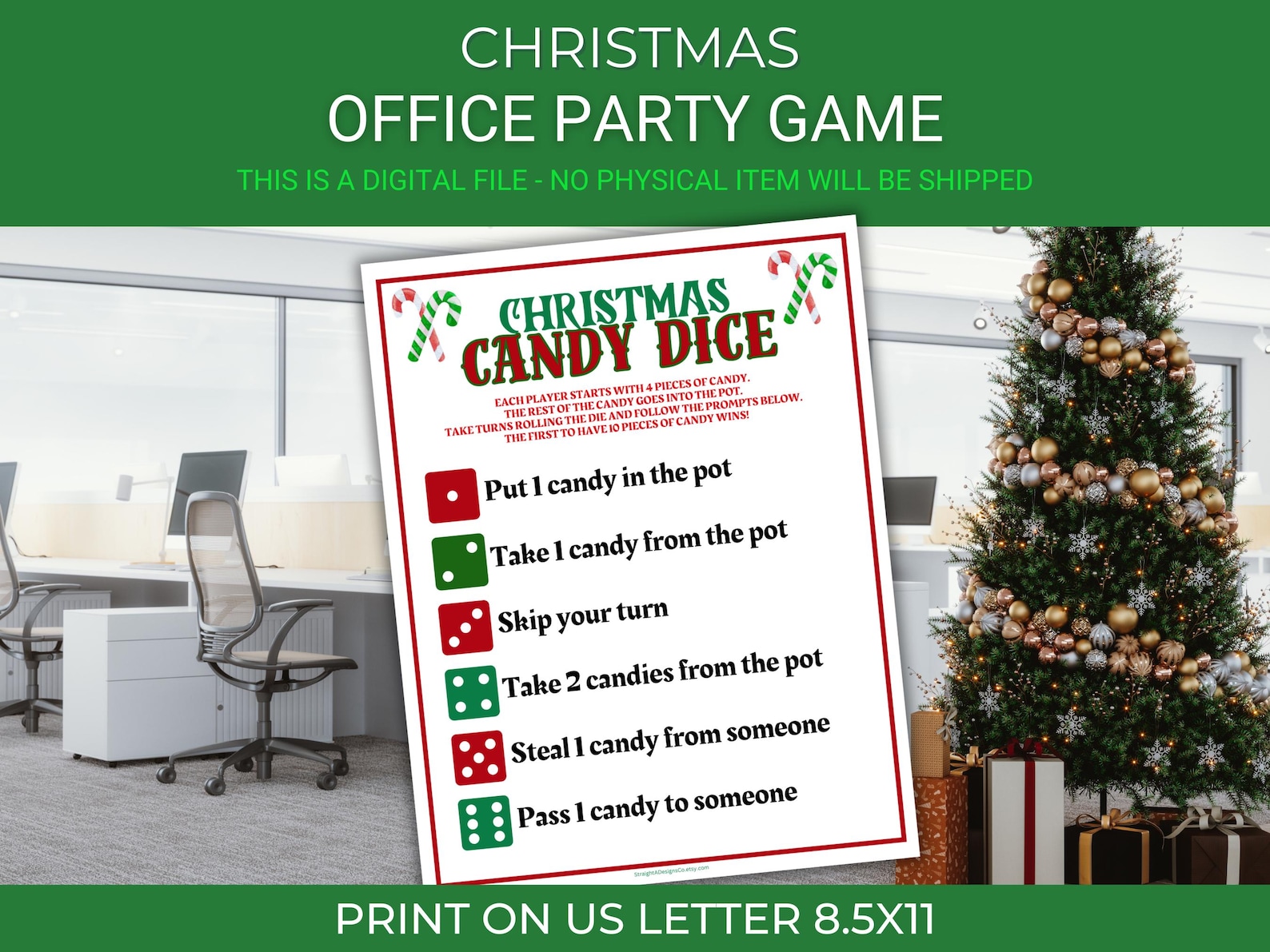 Christmas Candy Dice Game Printable Fun Christmas Games for Kids Teens ...
