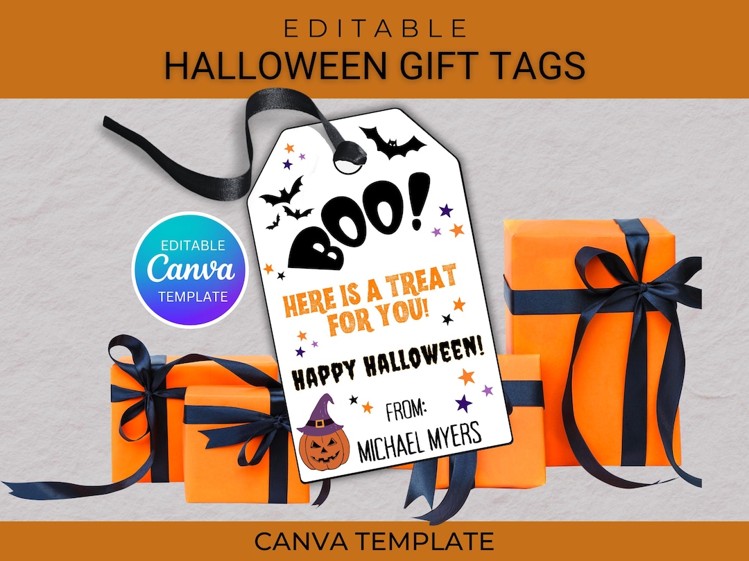 Editable Halloween Gift Tag, Printable Halloween Favor Tag, Boo Basket ...