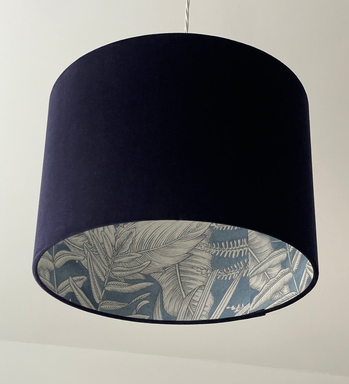 Hot Pink Velvet Chambray Botanical Leaves Drum Lampshade - Etsy UK