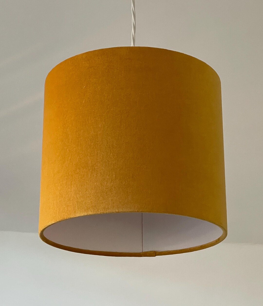 Mustard Yellow Velvet Drum Lampshade - Etsy UK