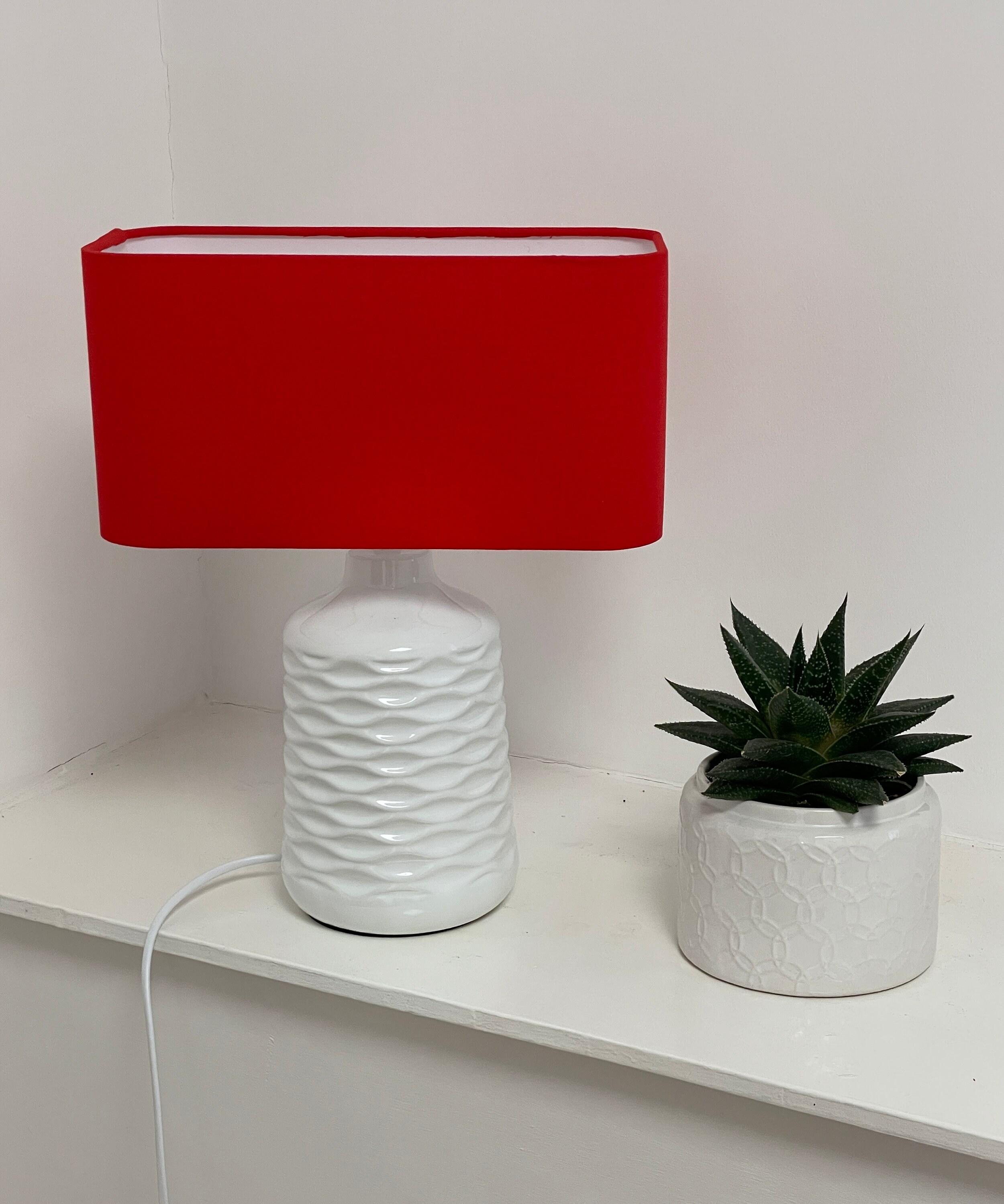 Bright Red Cotton Rounded Rectangle Lampshade - Etsy Nederland