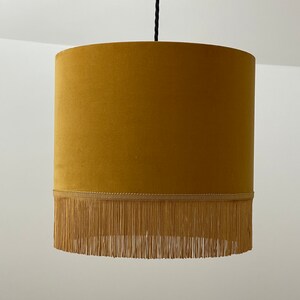 Mustard Yellow Velvet With Fringing Drum Lampshade - Etsy UK