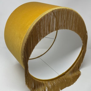 Mustard Yellow Velvet With Fringing Drum Lampshade - Etsy UK