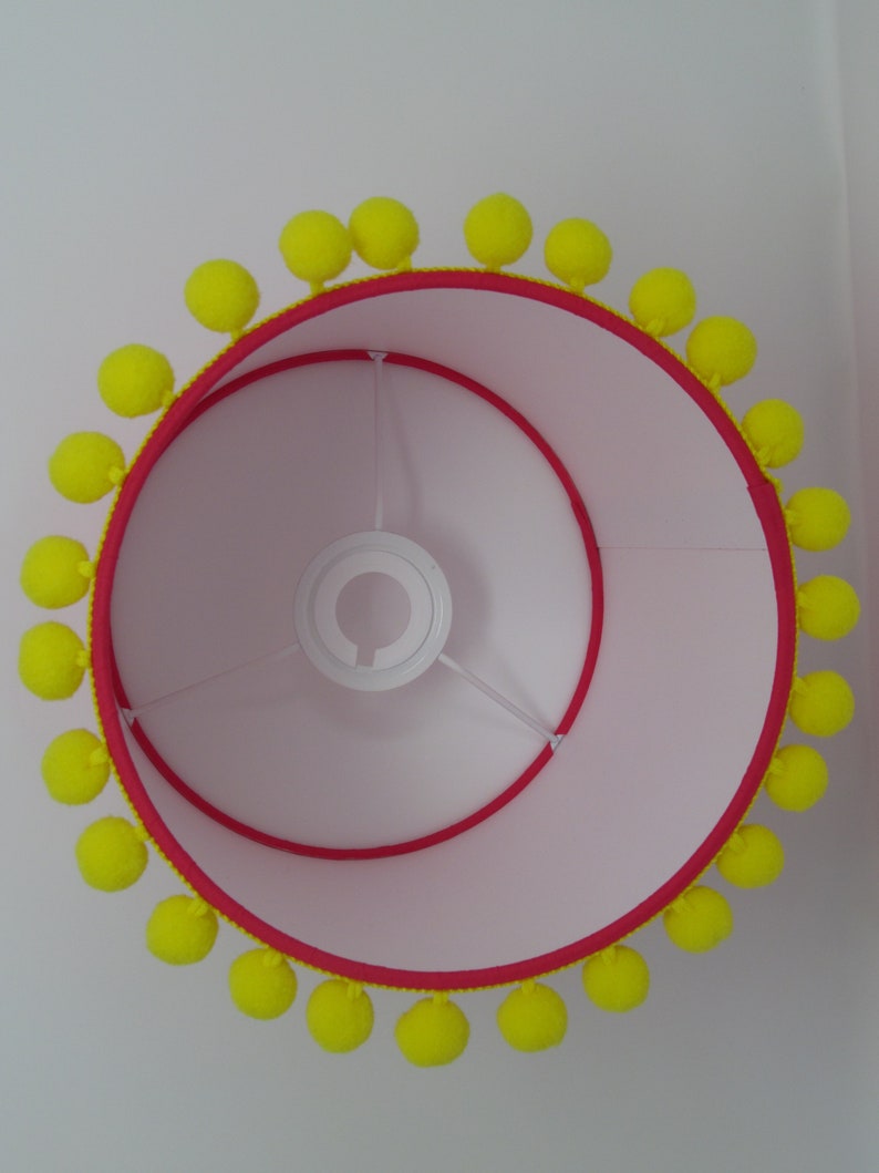 Hot Pink Bright Yellow Pom Pom Trim Drum Lampshade Choice of - Etsy